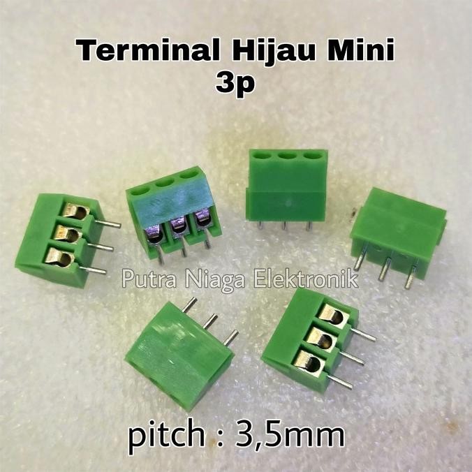 Jual Baru Konektor mini 3p Hijau Terminal Block PCB 3pin 3.5mm 3 pin 3 ...