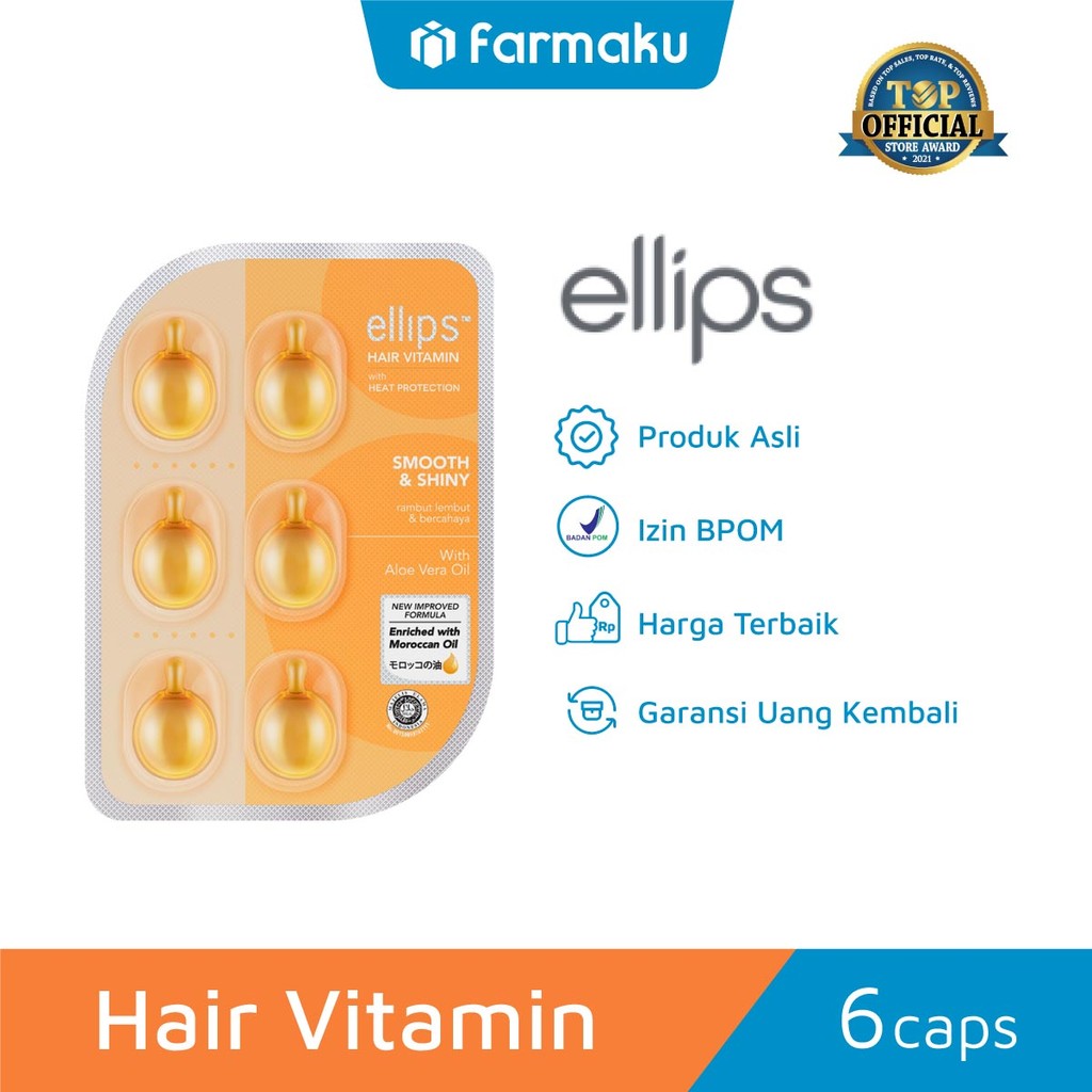 Jual Ellips Hair Vitamin Smooth & Shiny Vitamin Rambut Blister 6 Capsule | Shopee Indonesia
