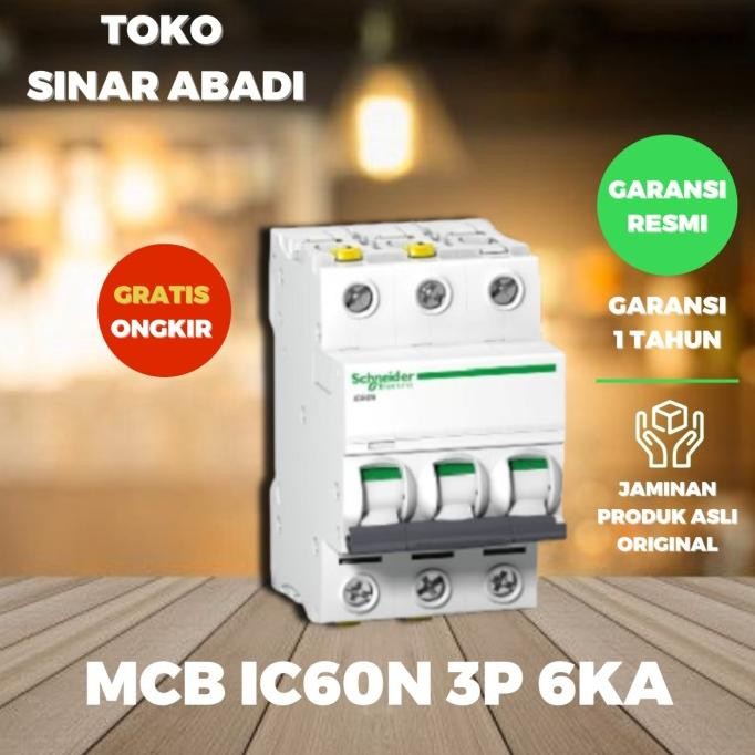 Jual MCB 3P SCHNEIDER IC60N 3 PHASE 4A 6A 10A 16A 20A 25A 32A 40A 50A 63A 6KA | Shopee Indonesia