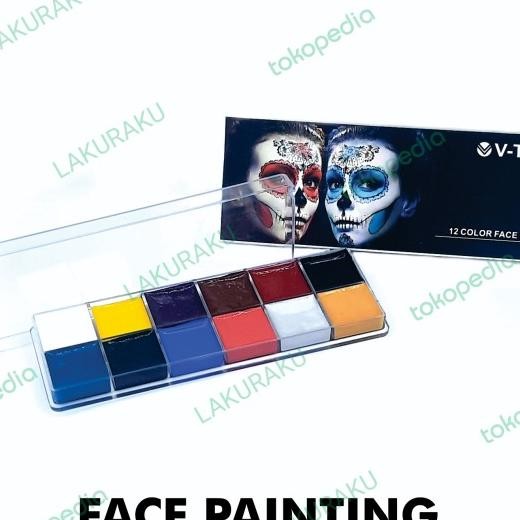 Jual 12 Color Face Paint And Body Painting Set Cat Kulit Wajah Dan ...