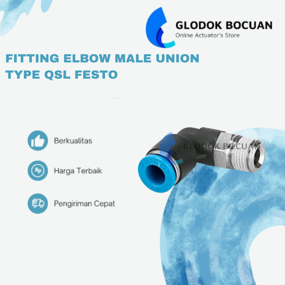 Jual QSL-6-3/8 FESTO FITTING ELBOW MALE SLIP LOCK FUSH IN CONNECTOR QSL ...
