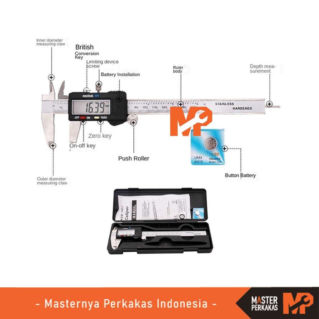 Jual MP Caliper Digital 0-150mm Stainless Hardened AH43 / Sketmat Sigmat Jangka Sorong Kaliper ...