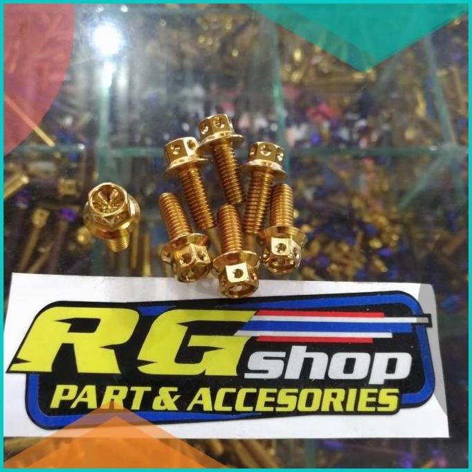 Jual Baut probolt gold flower 6x15 drat 10 panjang 15mm heng thailand 140B | Shopee Indonesia