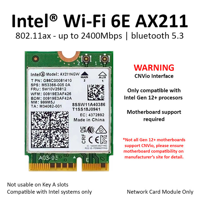 Jual INTEL WIFI 6E AX211 WIRELESS CARD BLUETOOTH 5 AX M.2 NGFF AX211NGW ...