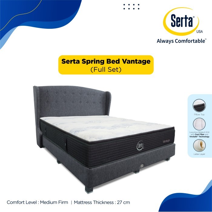 Jual Serta Kasur Spring Bed Vantage with Cooling Technology (Full Set) | Shopee Indonesia