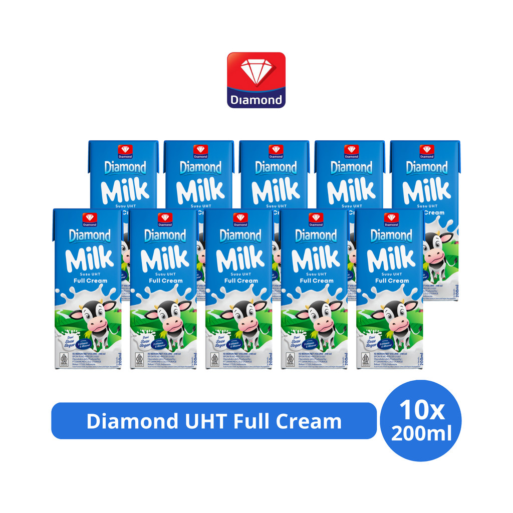 Jual Diamond Milk Susu UHT Full Cream 200ml x 10 pcs | Shopee Indonesia