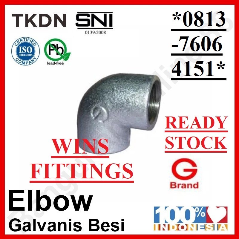 Jual Elbow drat dalam 1 inch besi GLV Galvanis G 1" 150 knee pipa air konektor knee 90 degeree ...