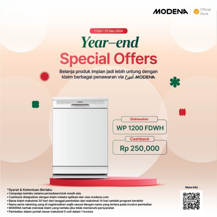 Jual Modena WP 1200 FDWH - mesin pencuci piring atau dishwasher ...