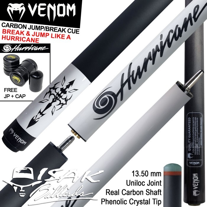 Jual VENOM CARBON JB CUE HURRICANE WHITE - 13.5MM JUMP BREAK STICK ...