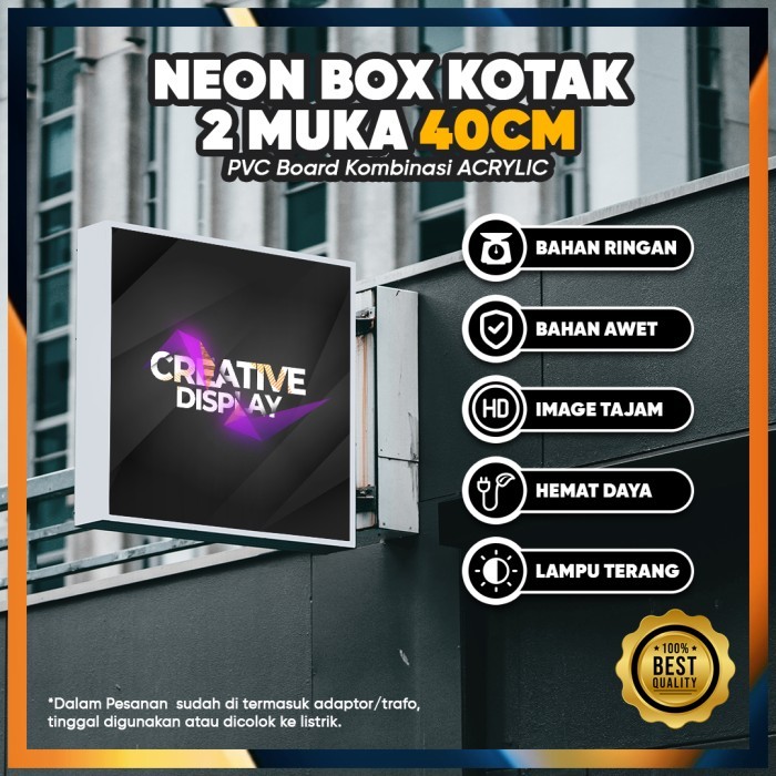 Jual Neon Box Kotak 40x40cm 2 Muka PVC Acrylic Proses Cepat dan Murah ...