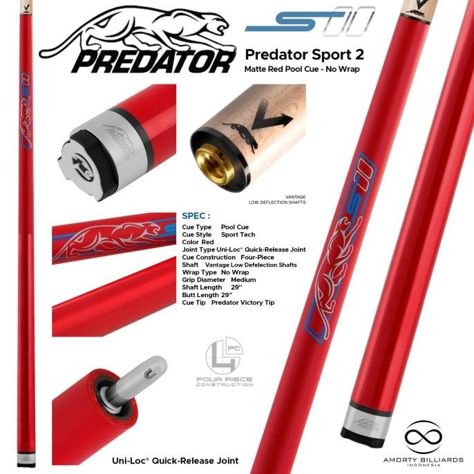 Jual Predator Sport 2 Matte Red - No Wrap / Stick Play Billiard | Shopee Indonesia