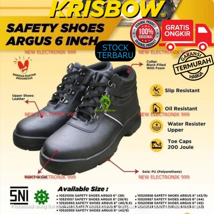 Jual KRISBOW SAFETY SHOES ARGUS 6IN BLACK Sepatu Pengaman Argus 6 Inci ...