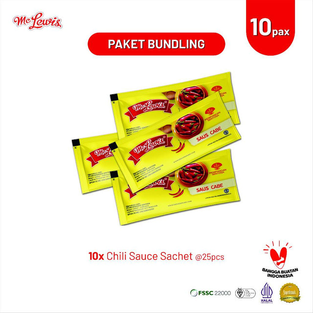 Jual [Paket Bundle] Mc Lewis Chili Sauce Sachet 8g x 10 Pack | Shopee ...