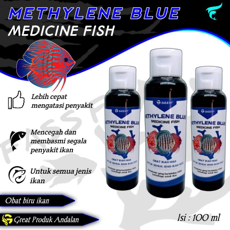 Jual Obat ikan methylene blue medicine fish isi 100ml untuk mengobati ...