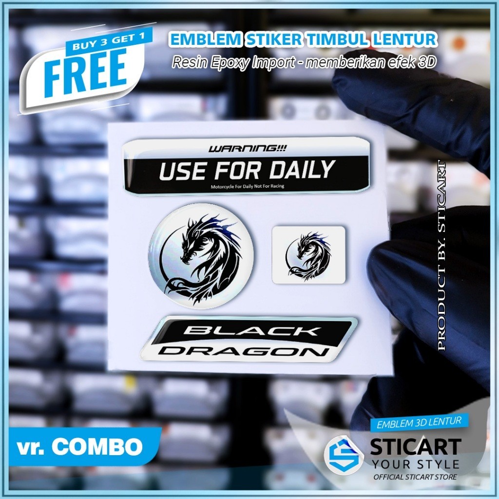 Jual EMBLEM Black Dragon TIMBUL STIKER MOTOR COMBO 3D EMBLEM TIMBUL LENTUR | Shopee Indonesia