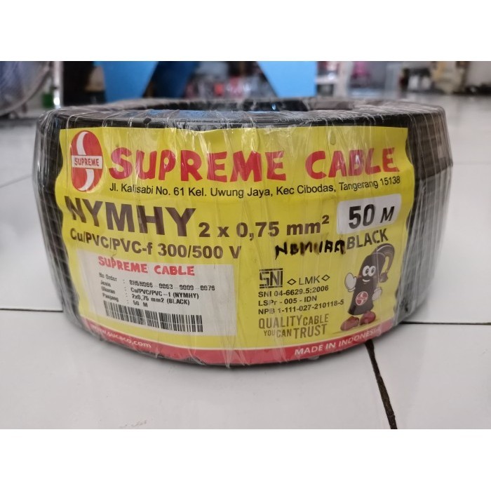 Jual Kabel Listrik Roll Supreme Nyyhy 2X0,75 2X1,5 Serabut Hitam 100M 50M | Shopee Indonesia