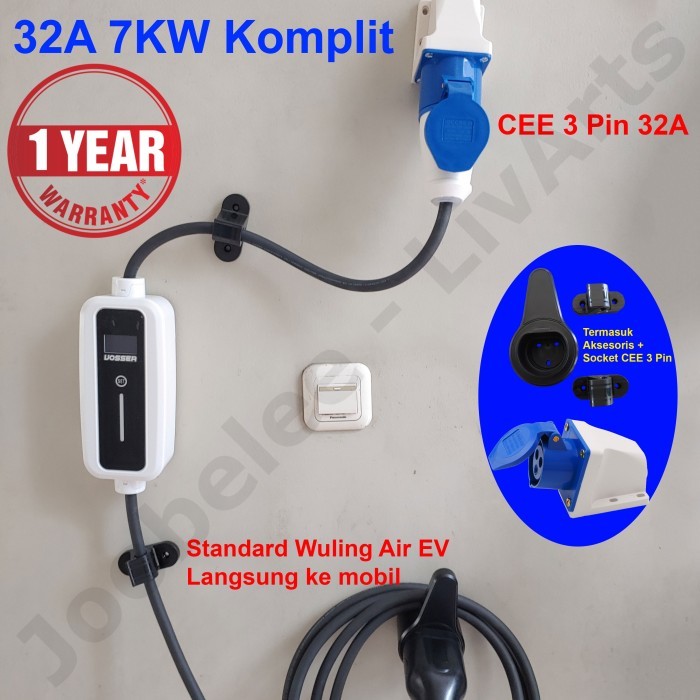Jual Vosser Ev Fast Charger Wuling Airev 32A 7Kw 16A 3.5Kw Gbt Ev ...