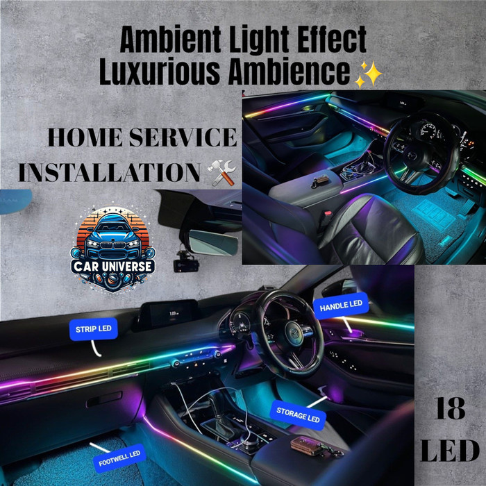 Jual Jual! Ambient Light Matrix Rgb Symphony Interior Mobil 18 Led ...