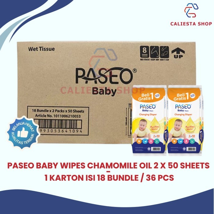 Jual Tisu Basah Paseo Baby Wipes 50 Sheets 1 Karton (36 X 50 Sheets ...