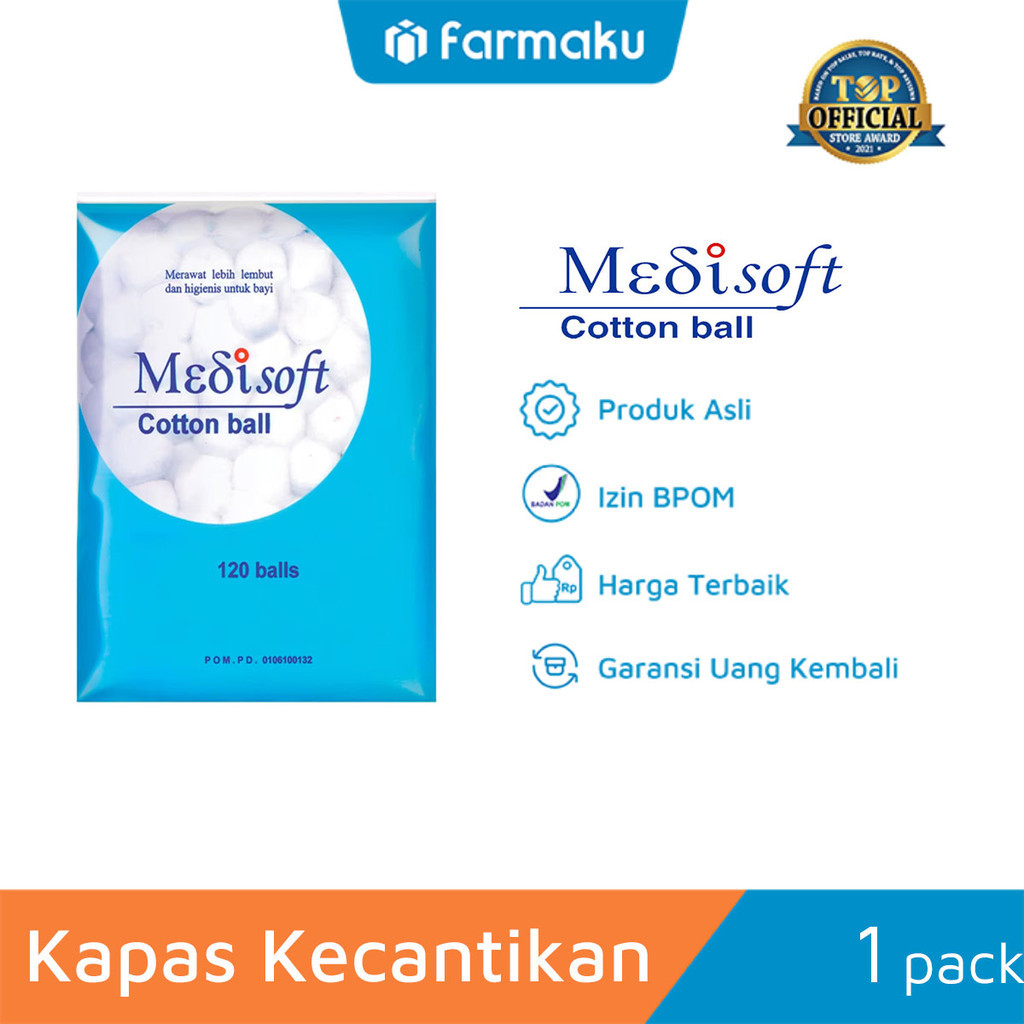 Jual Medisoft Cotton Ball 120 Pcs - Kapas Bola untuk Membersihkan Kulit ...