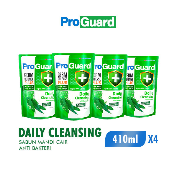 Jual Proguard Sabun Mandi Cair Anti Bakteri Daily Cleansing Pouch 410 ml x4 | Shopee Indonesia