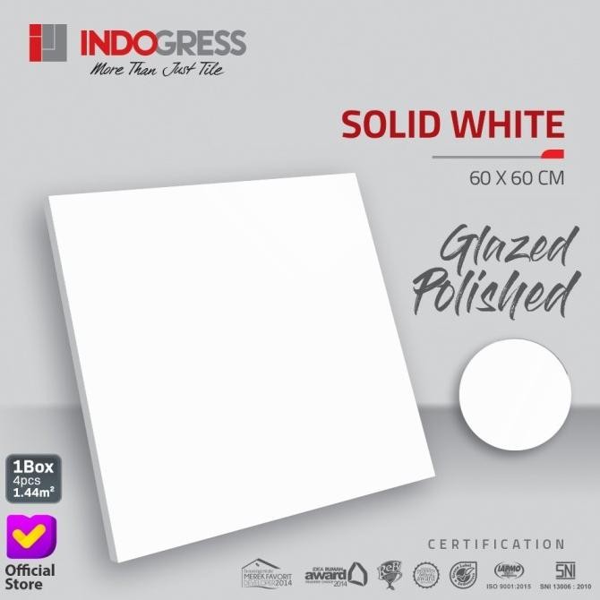 Jual Granit 60x60 Putih Polos Glosi Solid White Indogress Lantai TA ...