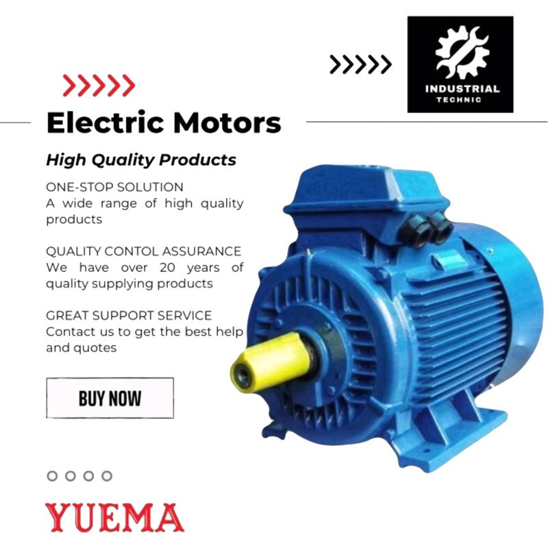 Jual ELECTRIC MOTOR YUEMA Y3 4P 7,5KW 10HP 3PHASE 380V B3/ DINAMO/ MESIN PENGGERAK DINAMO ...