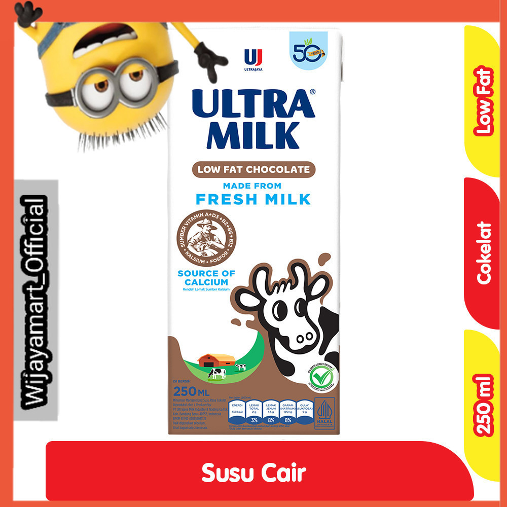 Jual Ultra Milk Susu UHT Rendah Lemak Cokelat Kotak 250 ml | Shopee Indonesia