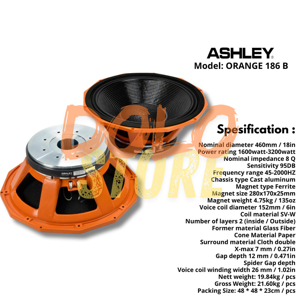 Jual ORIGINAL SPEAKER 18 INCH ASHLEY ORANGE 186B | Shopee Indonesia