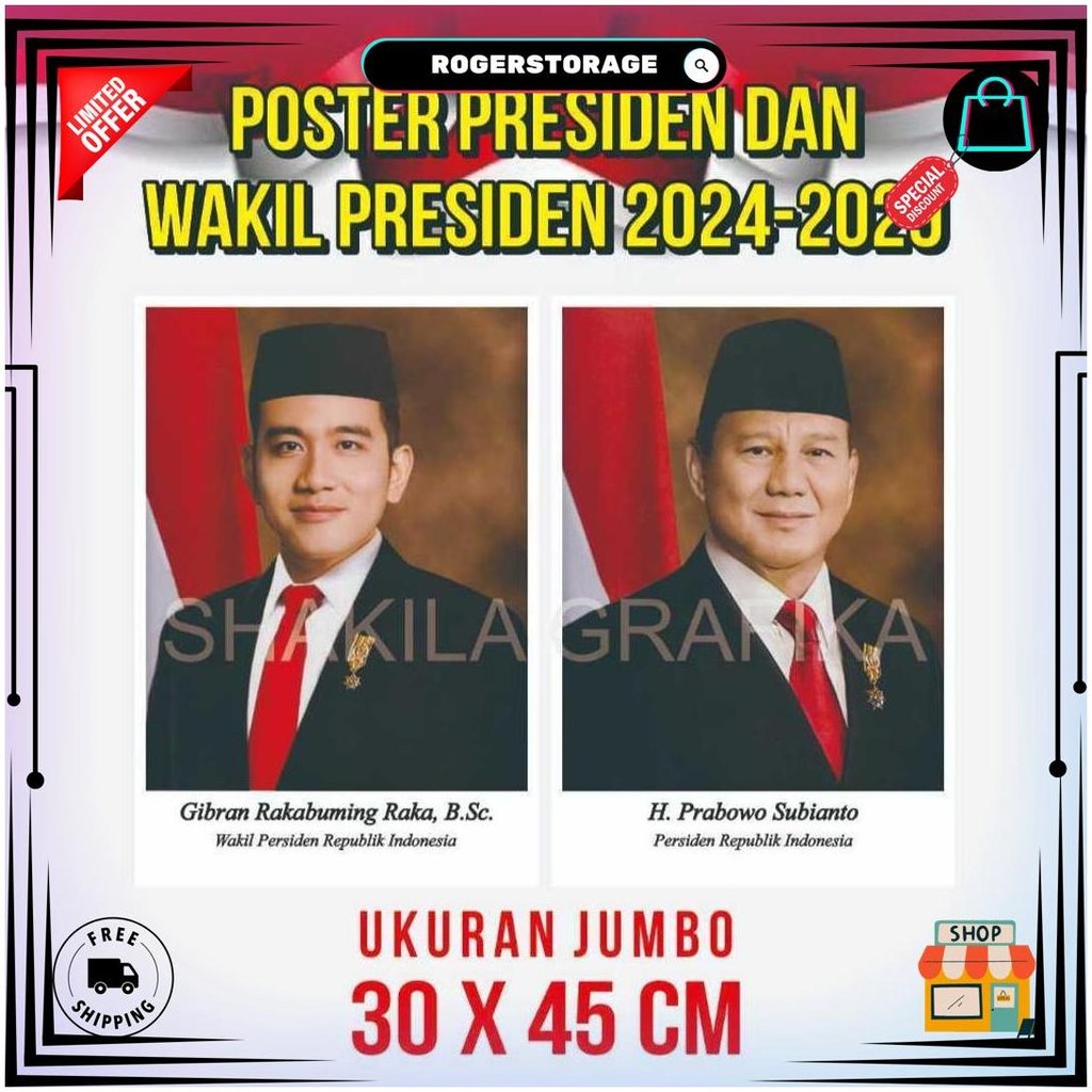 Jual Foto Poster Presiden Dan Wakil Presiden Prabowo Gibran 2024-2029 D Best Seller | Shopee ...