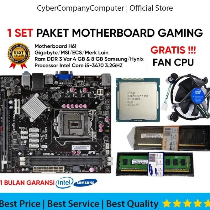 Jual Paket Mobo i5 - Motherboard H61 ECS Lga 1155 Processor Intel Core ...