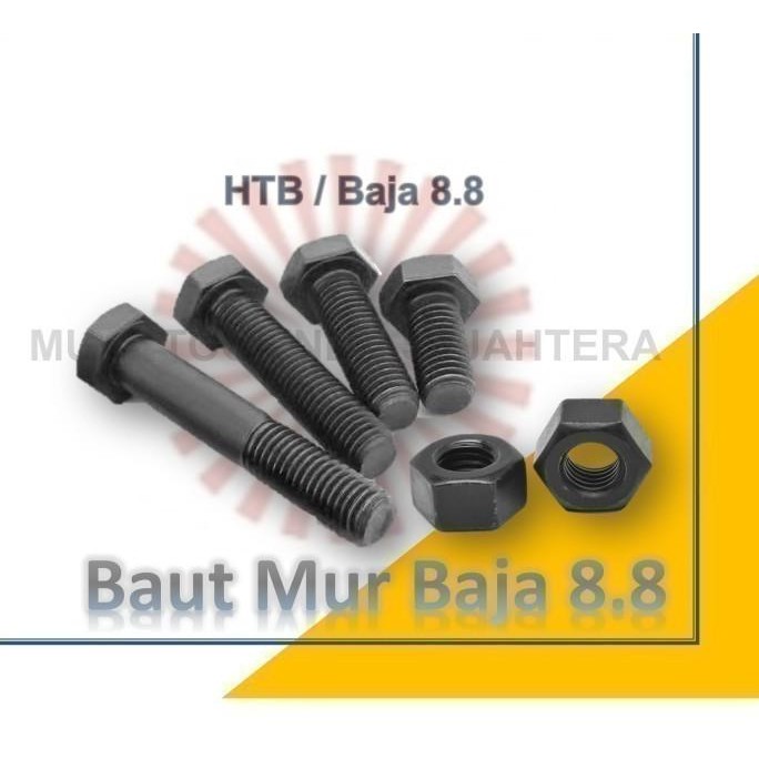 Jual BAUT MUR BAJA 8.8 M30X100 HTB BM 88 M30 X 100 CARBON STEEL BOLT 0411T | Shopee Indonesia