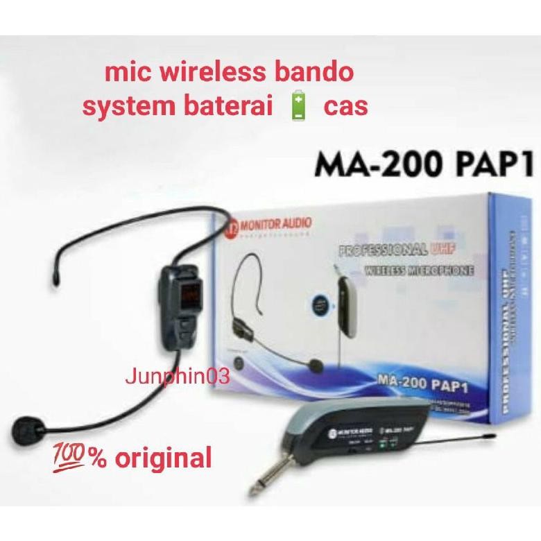 Jual Mic wireless bando/headset monitor audio MA-200 PAP 1 microphone ...