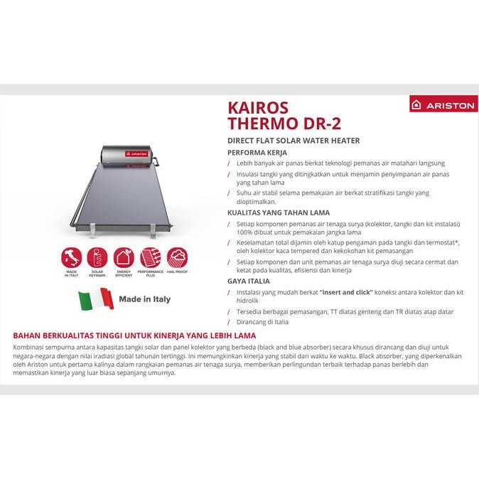 Jual Pemanas Air Solar Water Heater Ariston Kairos Thermo Direct 200 Liter | Shopee Indonesia