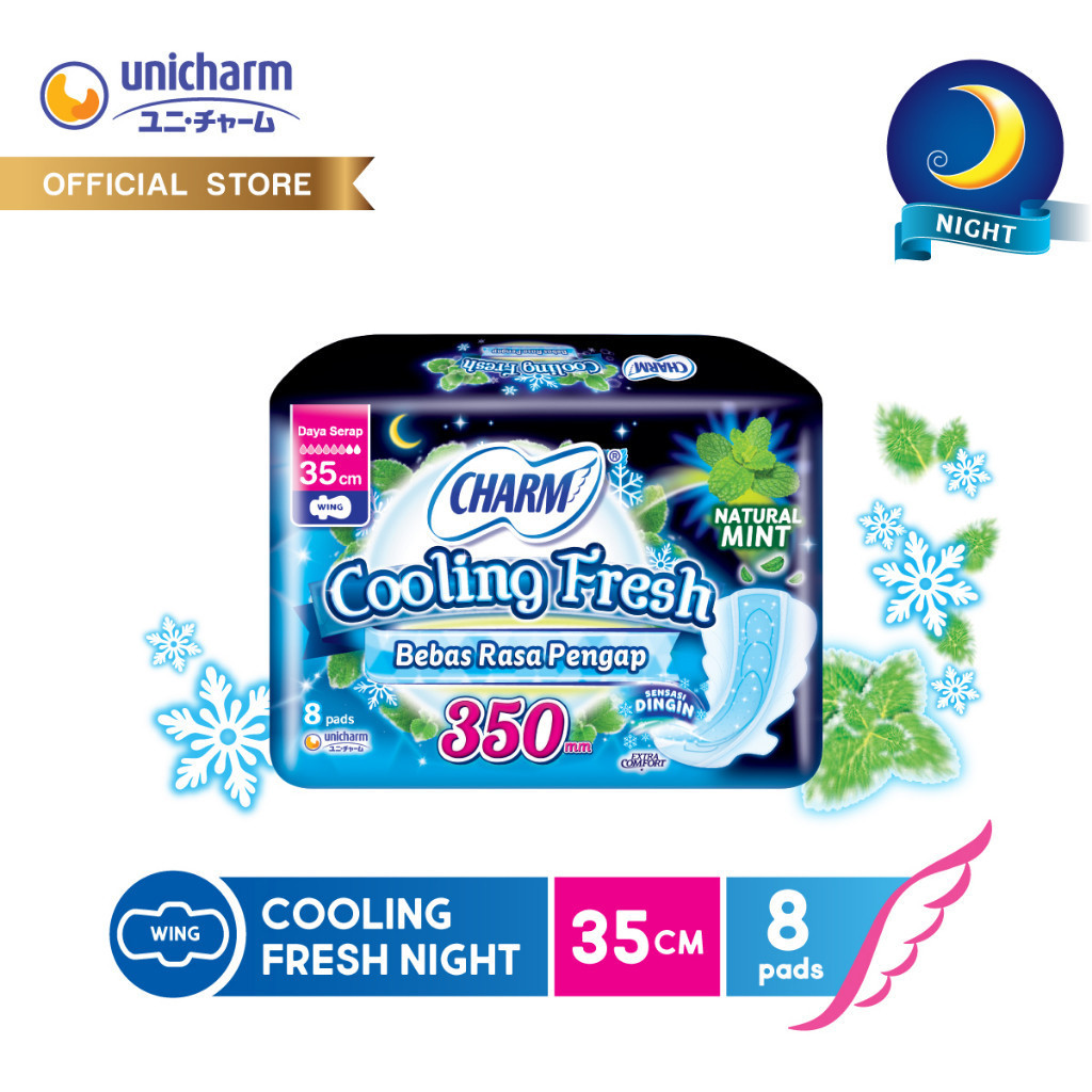 Jual Charm Pembalut Cooling Fresh Night 35cm 8 pads | Shopee Indonesia