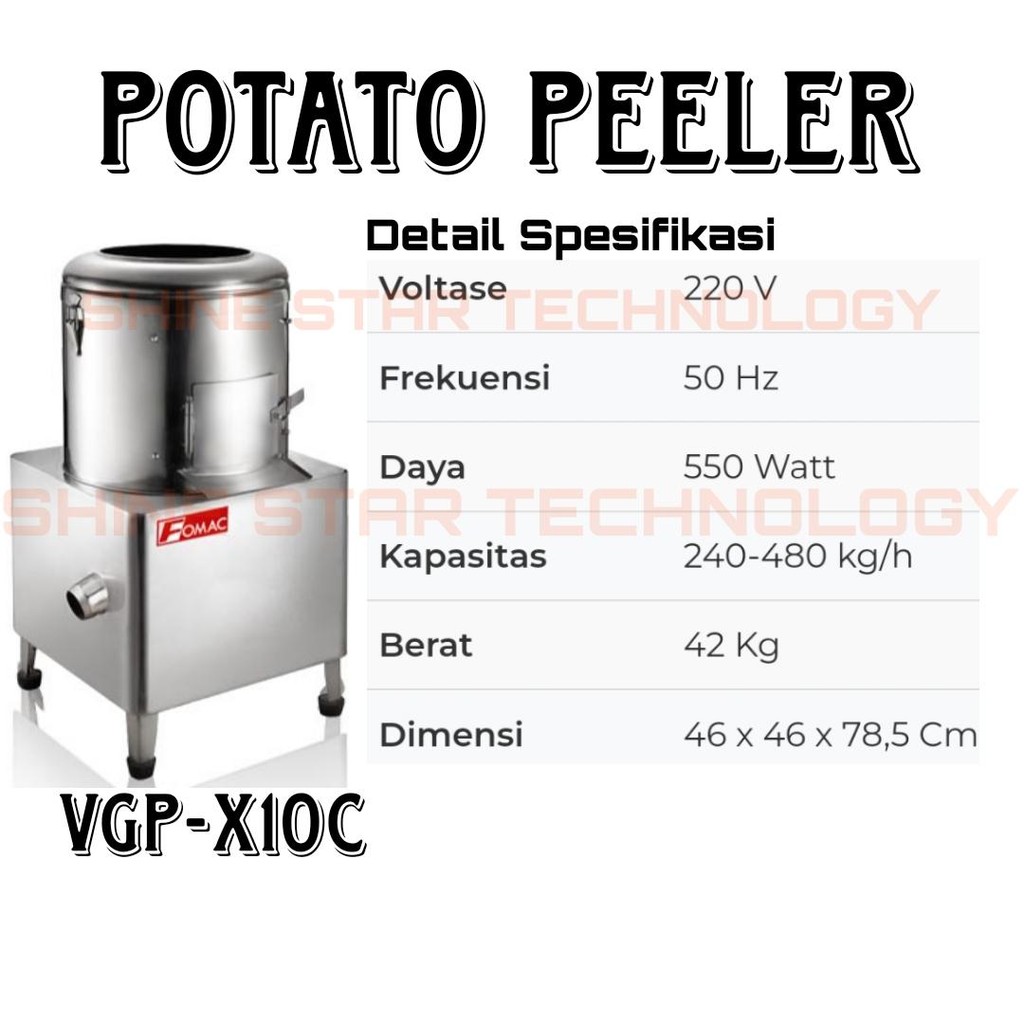 Jual Fomac Potato Peeler Machine VGP-X10C Mesin Pengupas Kentang ...