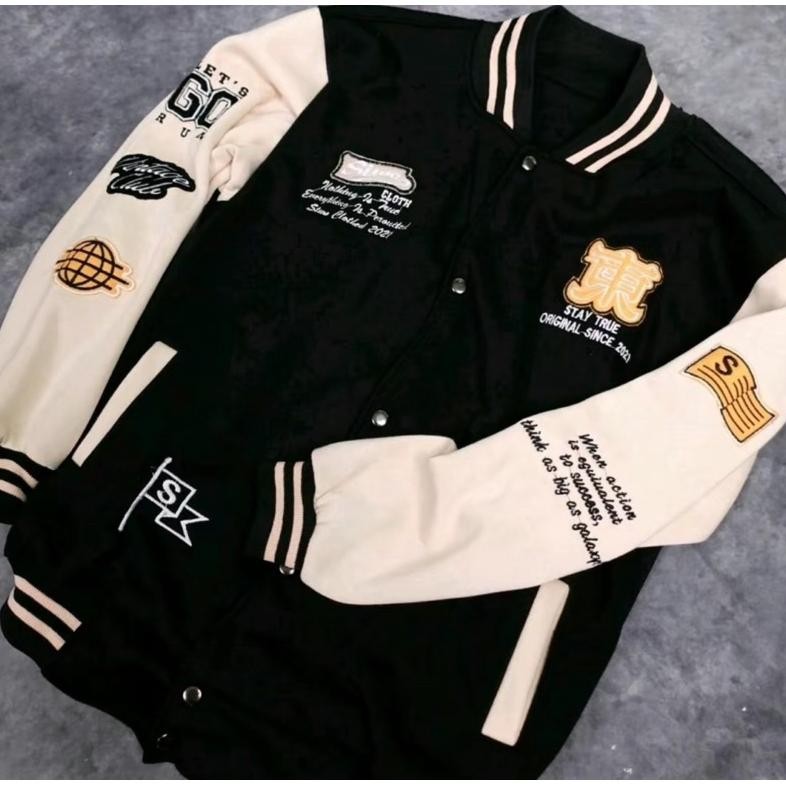 Jual Jaket Varsity Modern Keren Basebal Model Kancing Bordir Pria Dan ...