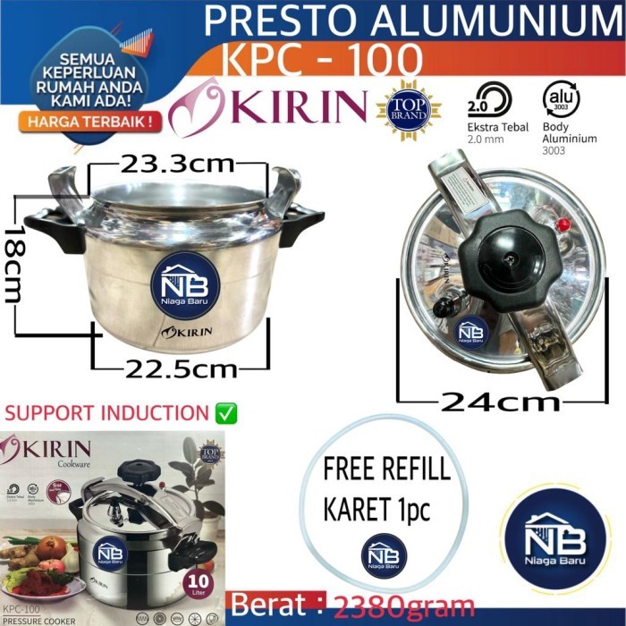 Jual KIRIN Panci Presto Induksi Aluminium 10 Liter KPC-100 | Shopee Indonesia