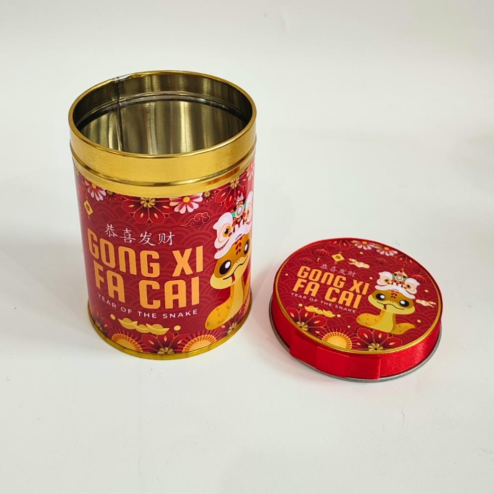Jual Toples Kaleng Imlek Snake Tahun 2025 Kaleng Bulat Kue Kering Box ...