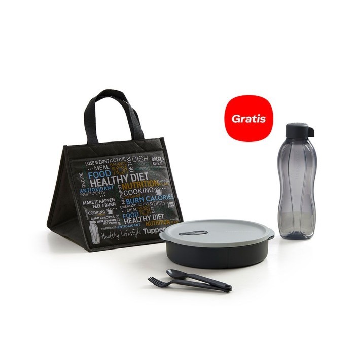 Jual Tupperware fit to go lunch box set botol minum sendok garpu tas ...