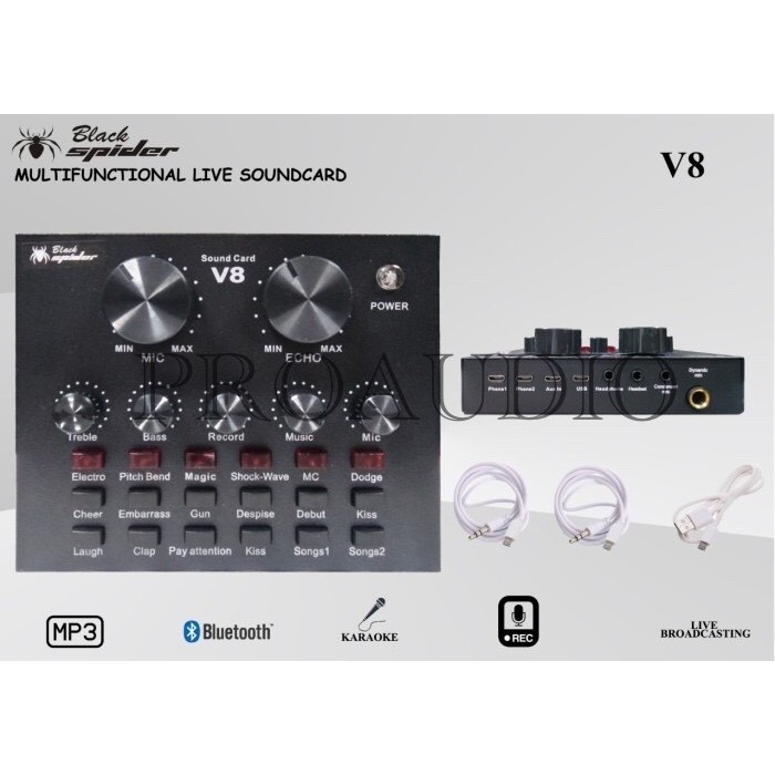 Jual PROMO!! soundcard v8 black spider (original ) | Shopee Indonesia