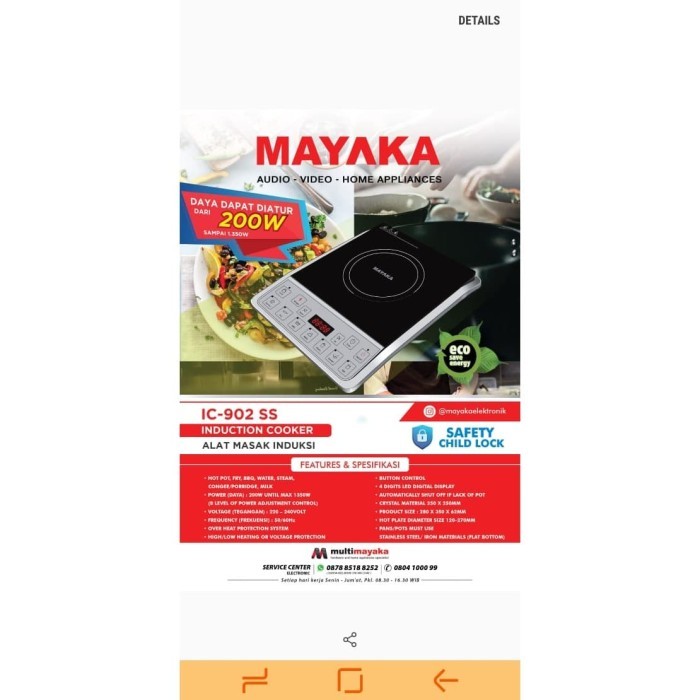 Jual MAYAKA Kompor Induksi MAYAKA IC-902SS Induction Cooker Kompor ...