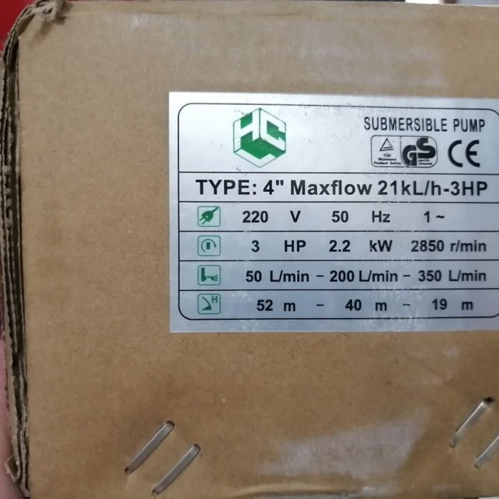 Jual Pompa Submersible HCL Sumur 4" Output 21/2" Tenaga 3 HP kabel ...