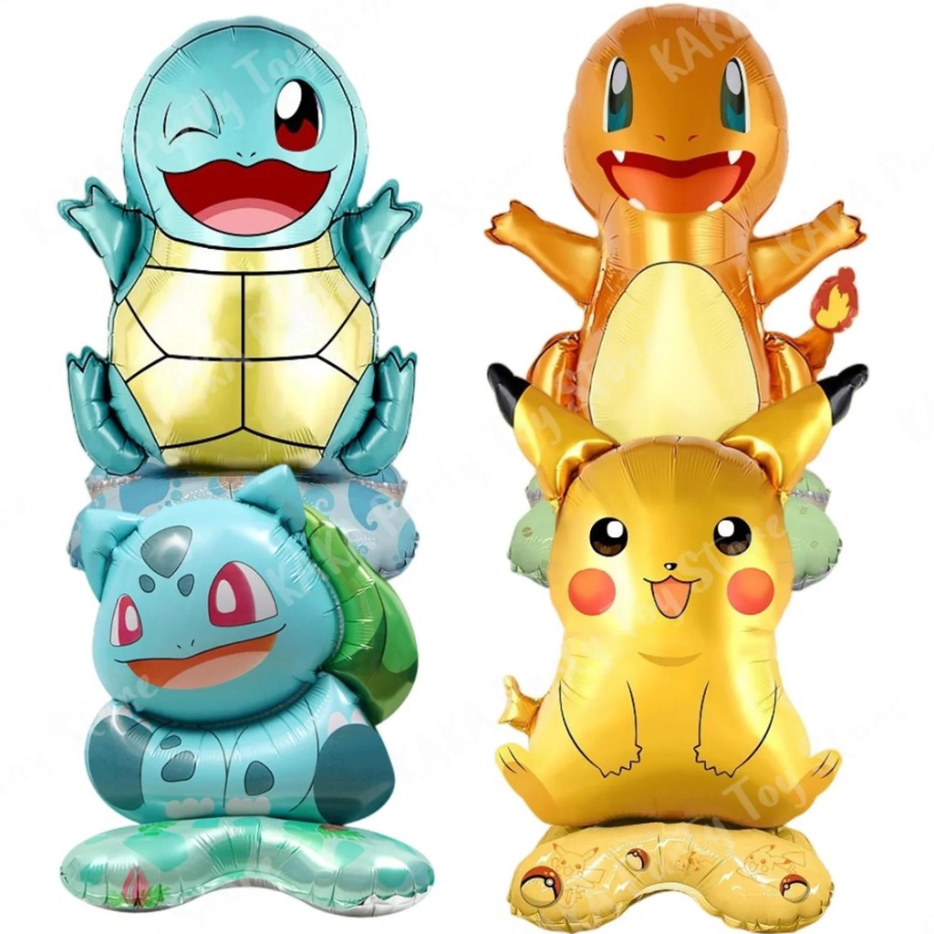 Jual 4pcs standing pokemon balloon cartoon pikachu squirtle bulbasaur ...