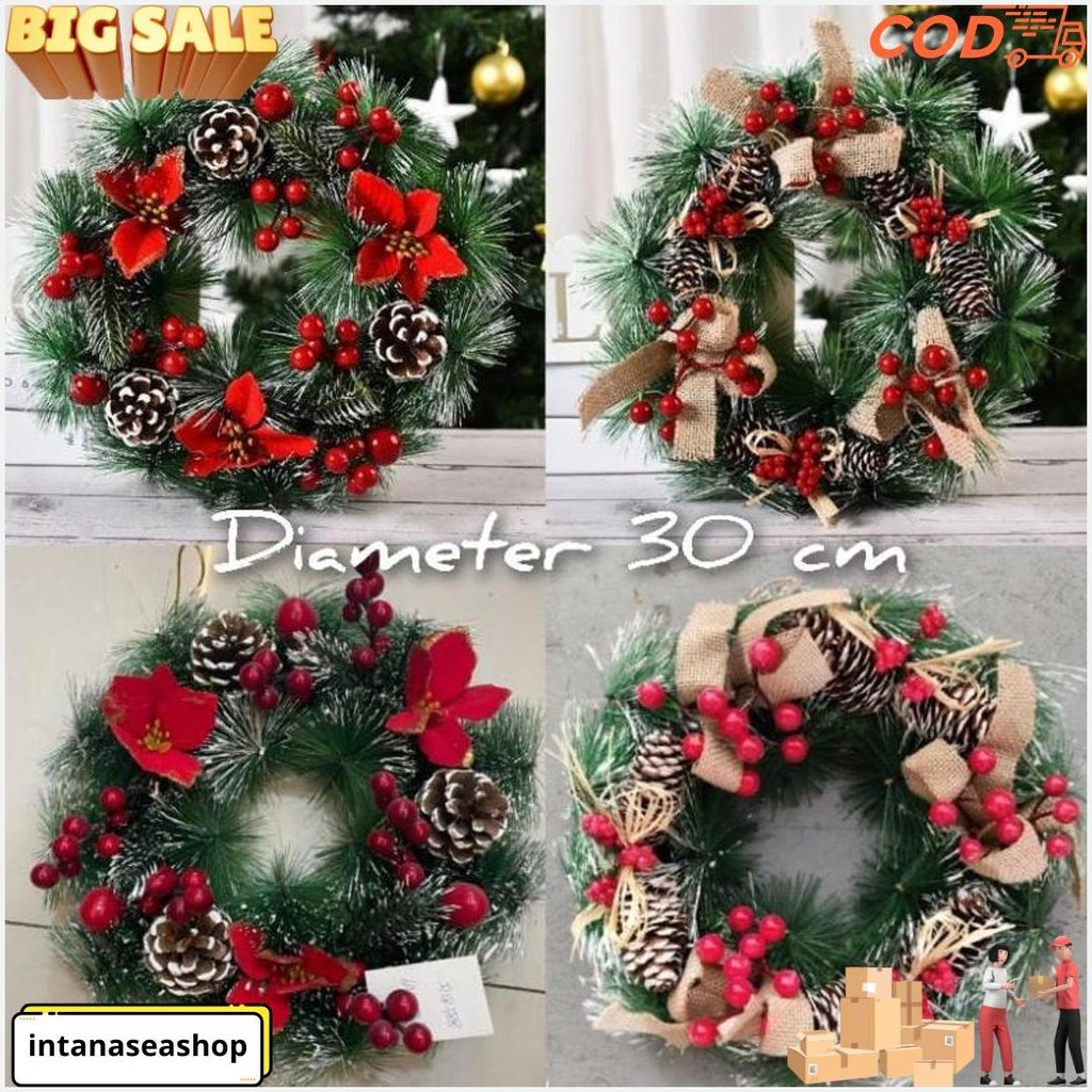 Jual Krans Natal 40Cm Gantungan Hiasan Pintu Natal Pernak Pernik Pohon ...