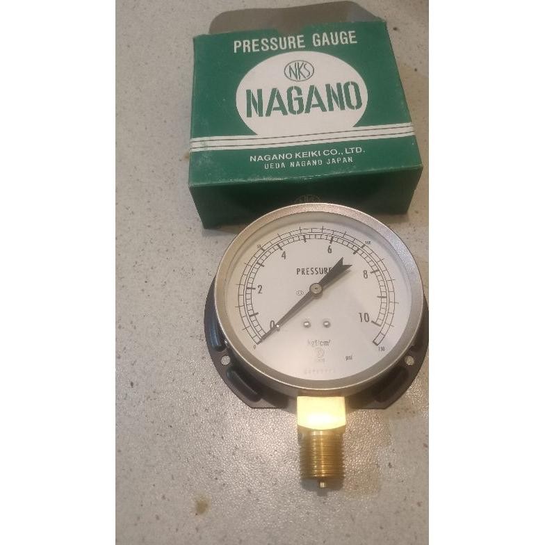 Jual Spiro Pressure Gauge Nsk Nagano 10Kg Atw 10Bar Diameter 4Inch Drat ...