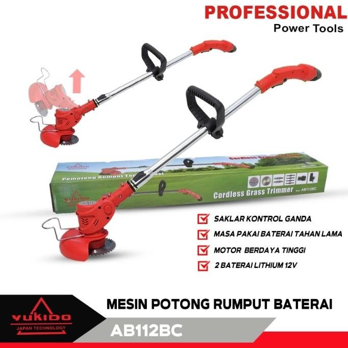 Jual MESIN POTONG RUMPUT 2 BATERAI CORDLESS PORTABLE FULL SET YUKIDO ...