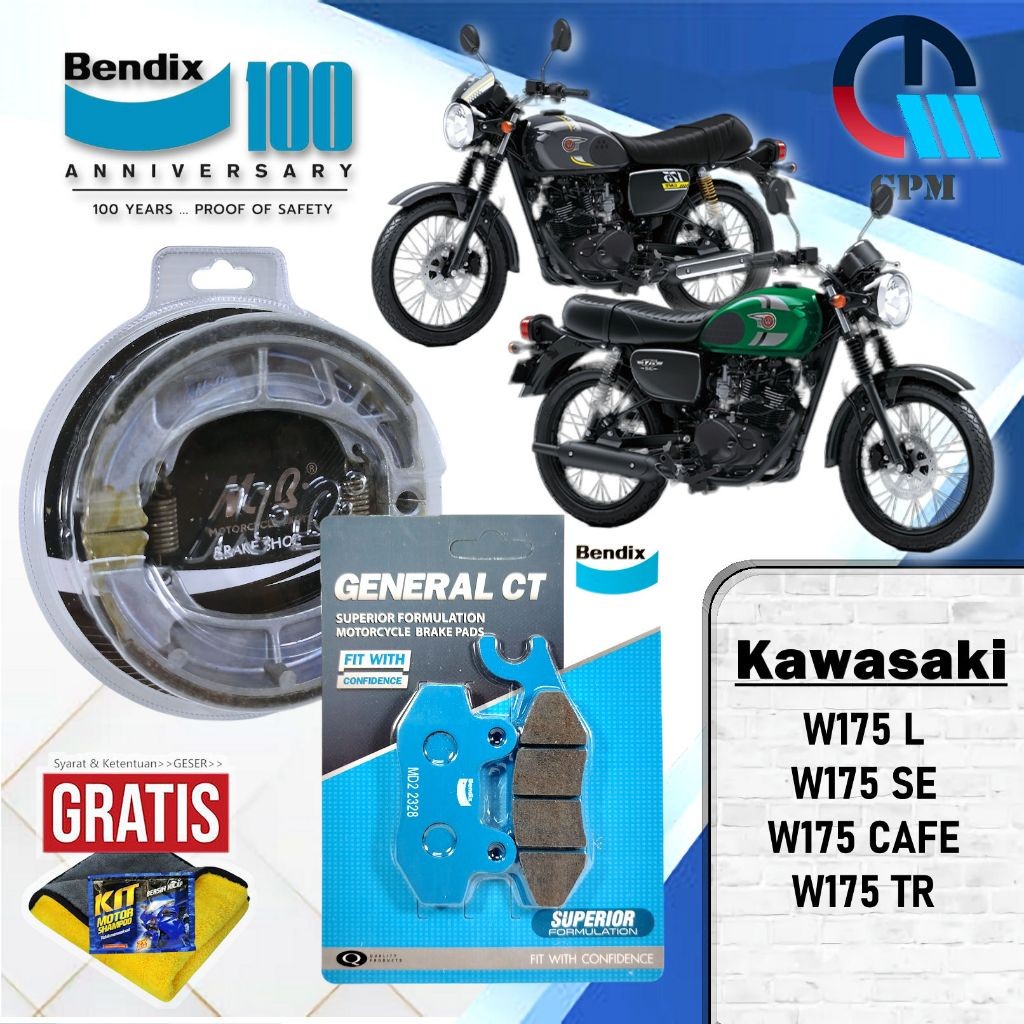 Jual Kampas rem W175 L, W175 SE, W175 Cafe, W175 TR Kawasaki Bendix Kampas rem Depan dan ...