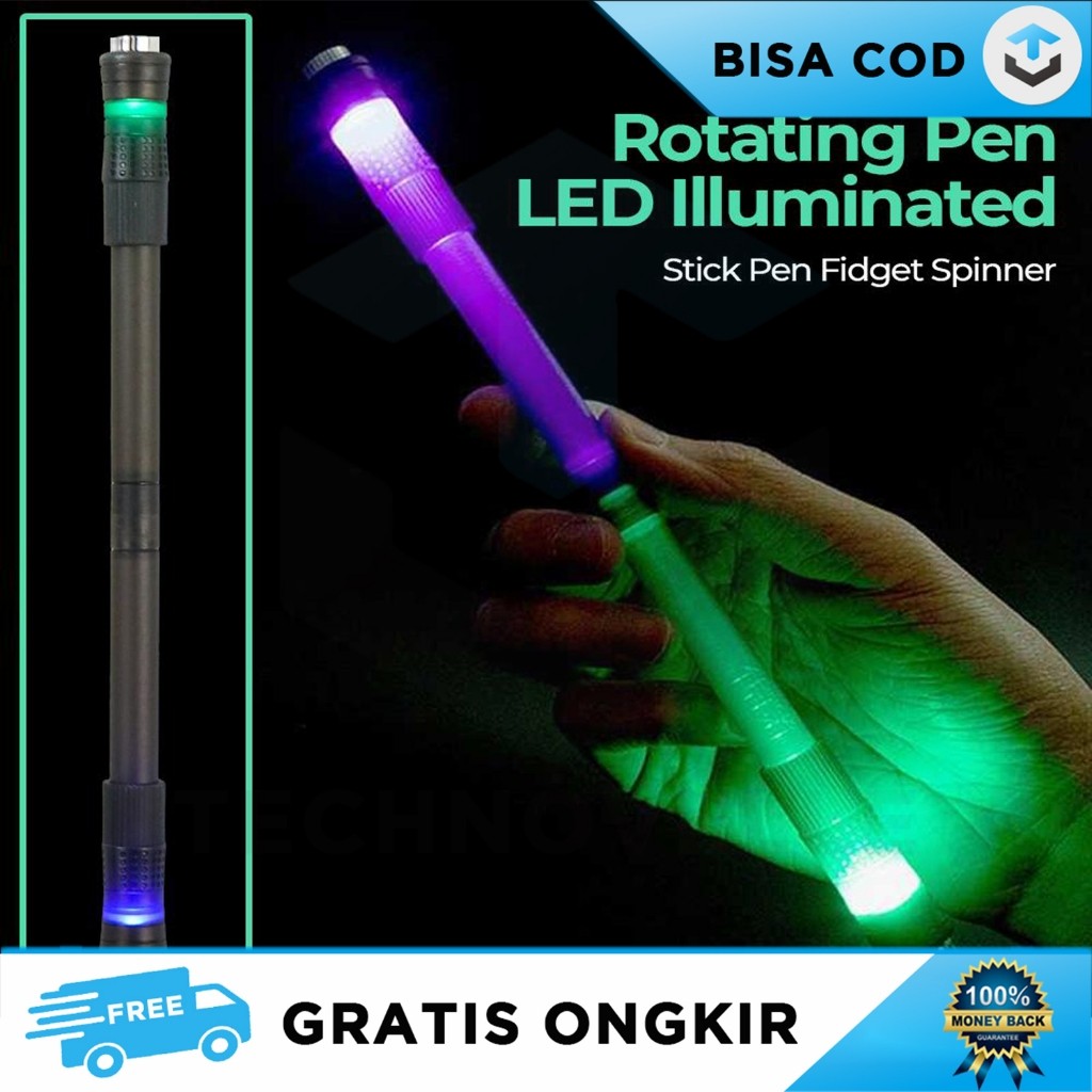 Jual SPINNER PEN STICK PERMAINAN ROTATING FIDGET PULPEN LED ILLUMINATED ...
