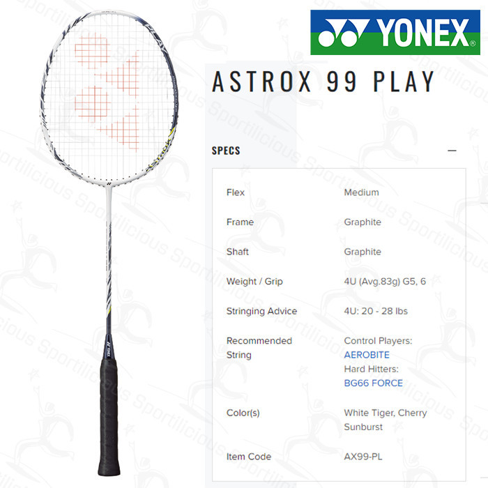 Jual Raket Bulutangkis Yonex Astrox 99 Play White Tiger Original ...